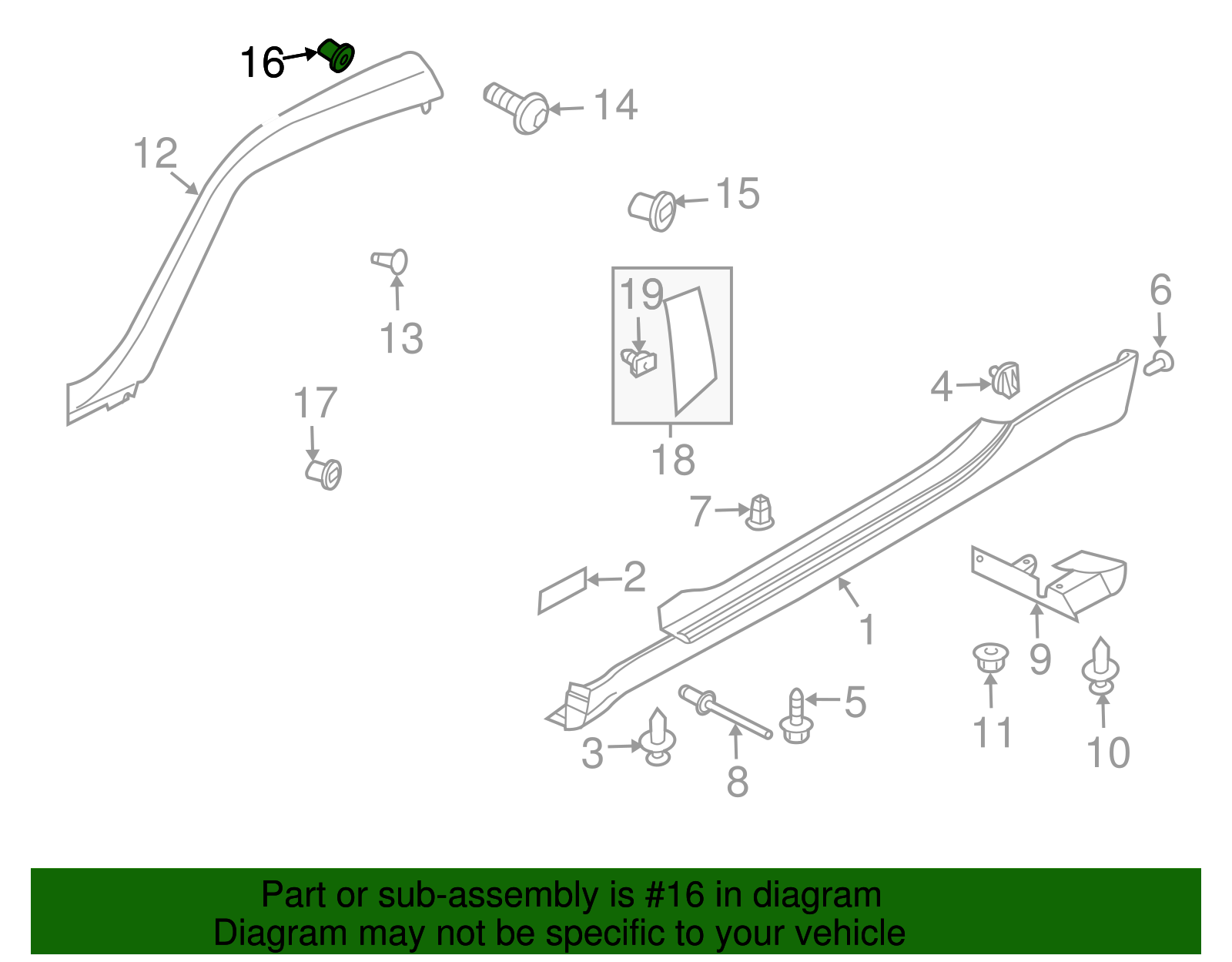 1995-2024 Nissan Pillar Molding Grommet 76881-0P000 | Team Nissan Inc.