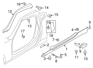 76882-EG01A - Rocker Molding Clip 2007-2024 Nissan | Nissan Parts ...