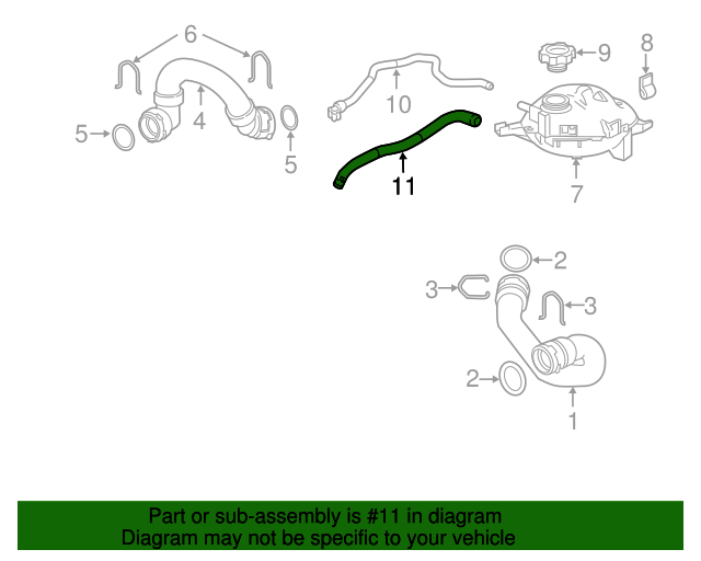 2017-2019 Chevrolet Cruze Engine Coolant Overflow Hose 13377130 GM ...
