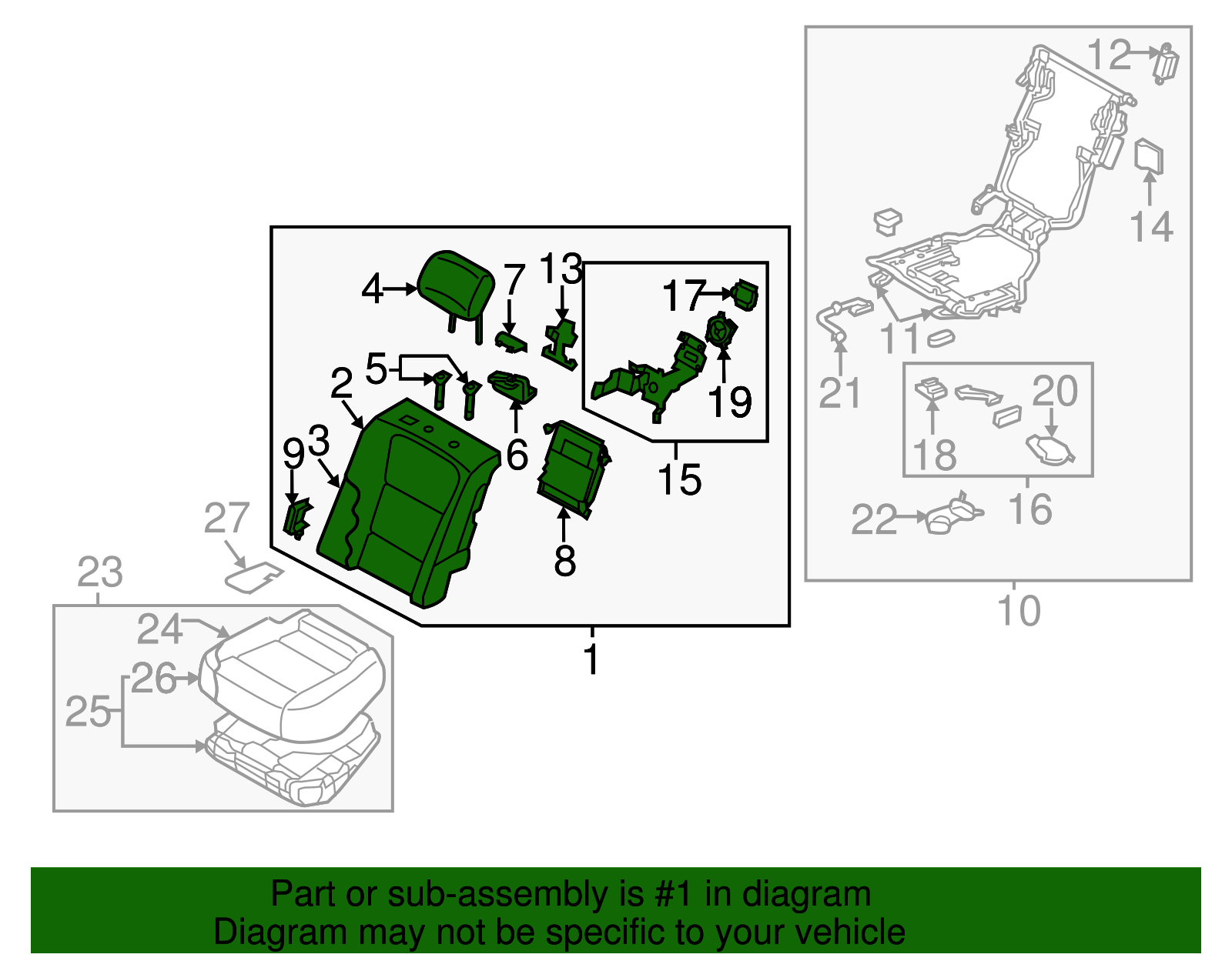 2014-2016 Hyundai Equus Seat Back Assembly 89305-3NFF0-NVT | Hyundai ...