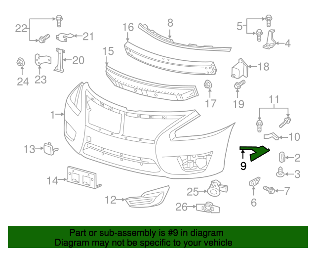 62058-3TA0A - Side Retainer - 2013-2015 Nissan Altima | Conicelli Nissan