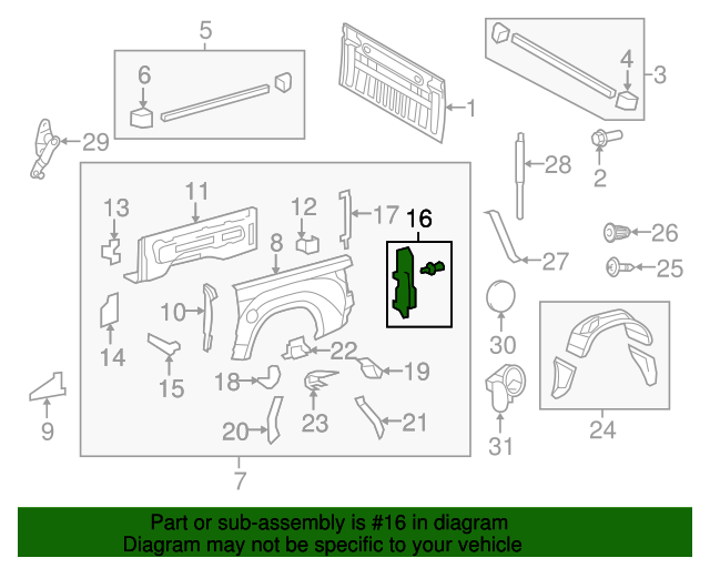 2014-2021 Toyota Tundra Truck Bed Panel Reinforcement 65506-0C050 ...