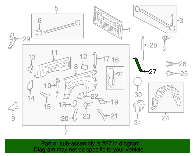 2007-2021 Toyota Tundra Brace, Side Panel Skirt, Rear 65521-0C010 ...