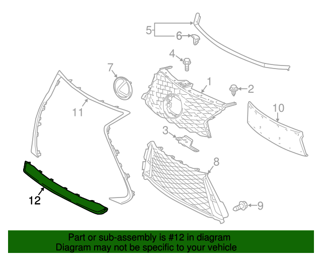 53122-53070 - Grille Molding 2017 Lexus | AutoNationParts.com