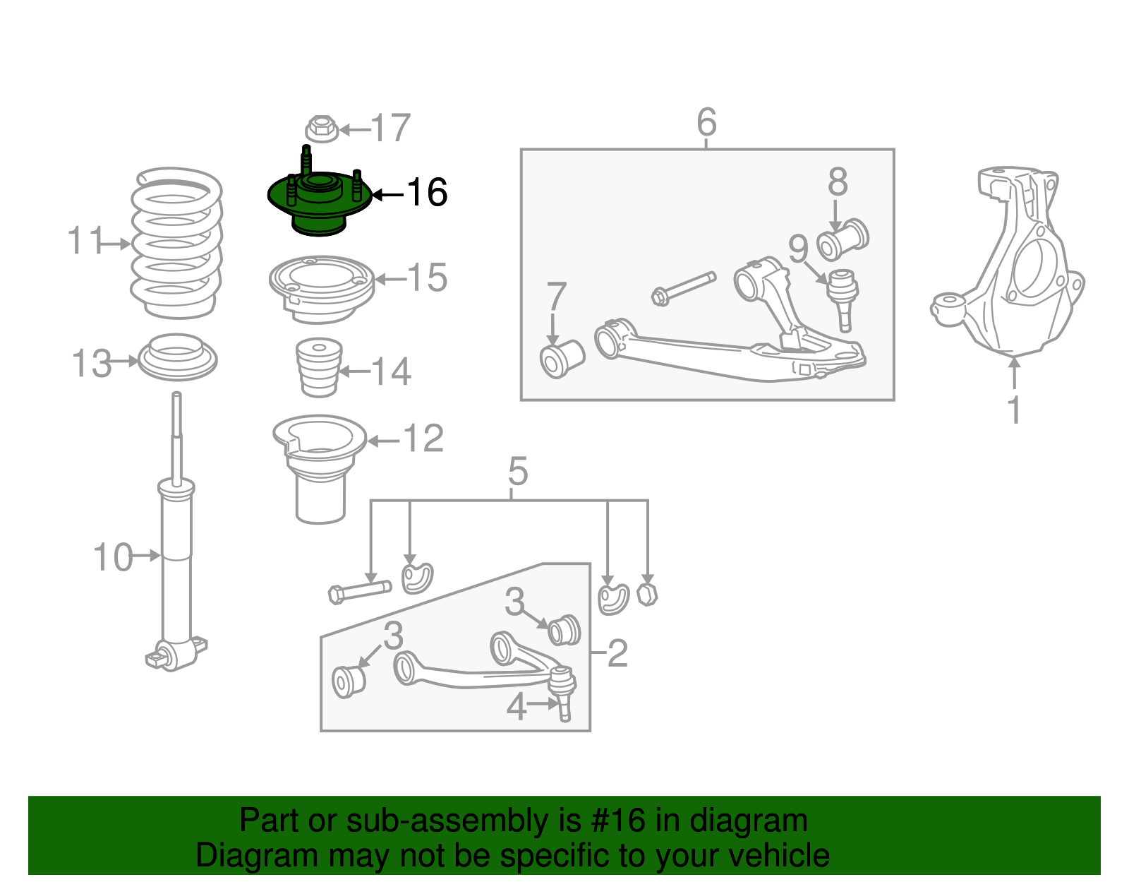 2007-2014 GM Front Shock Absorber Upper Mount 25869477 GM ...