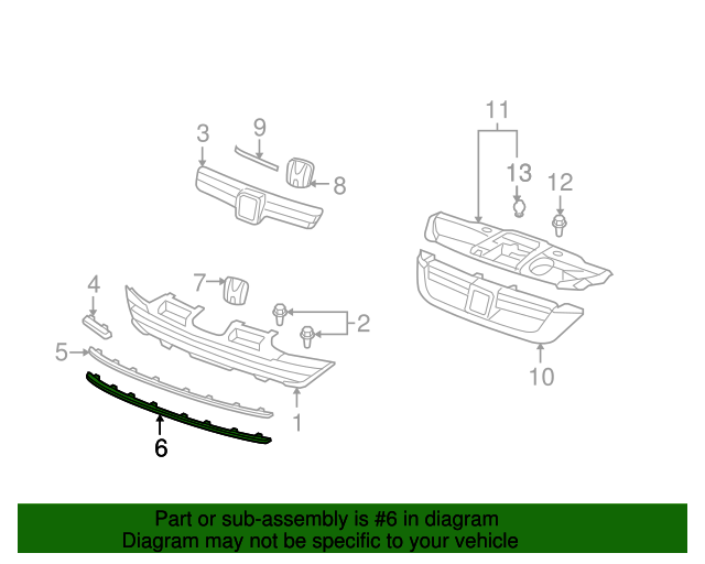 71127-SWA-003 - Molding Front Grille (Lower) - 2007-2009 Honda CR-V ...