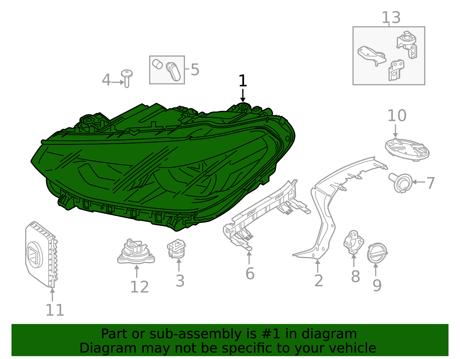 Genuine Headlamp Assembly for 2018-2021 BMW X3 | OEM Part# 63-11-7-466 ...