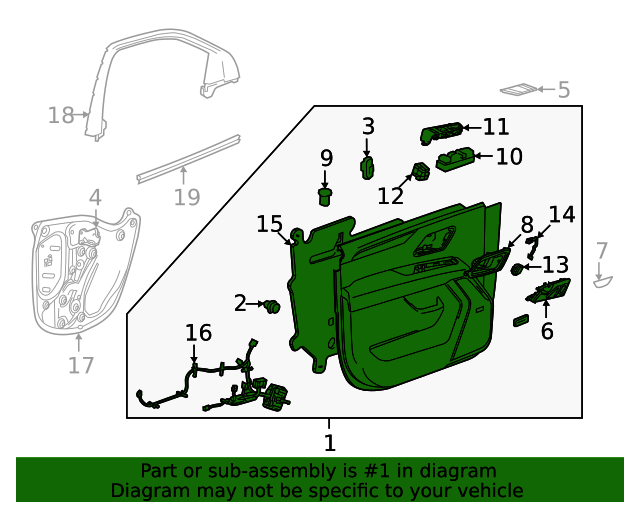 2021-2022 GM Door Trim Panel 84910774 | GMPartsDirect.com