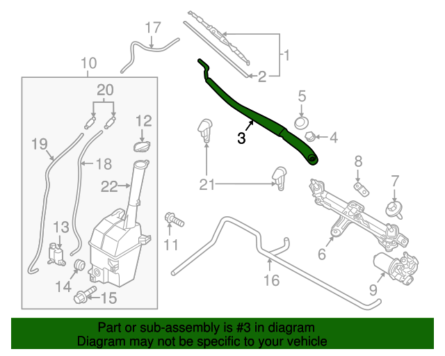 2013-2018 Hyundai Windshield Wiper Arm 98321-2W000 | HyundaiOEMPart.com