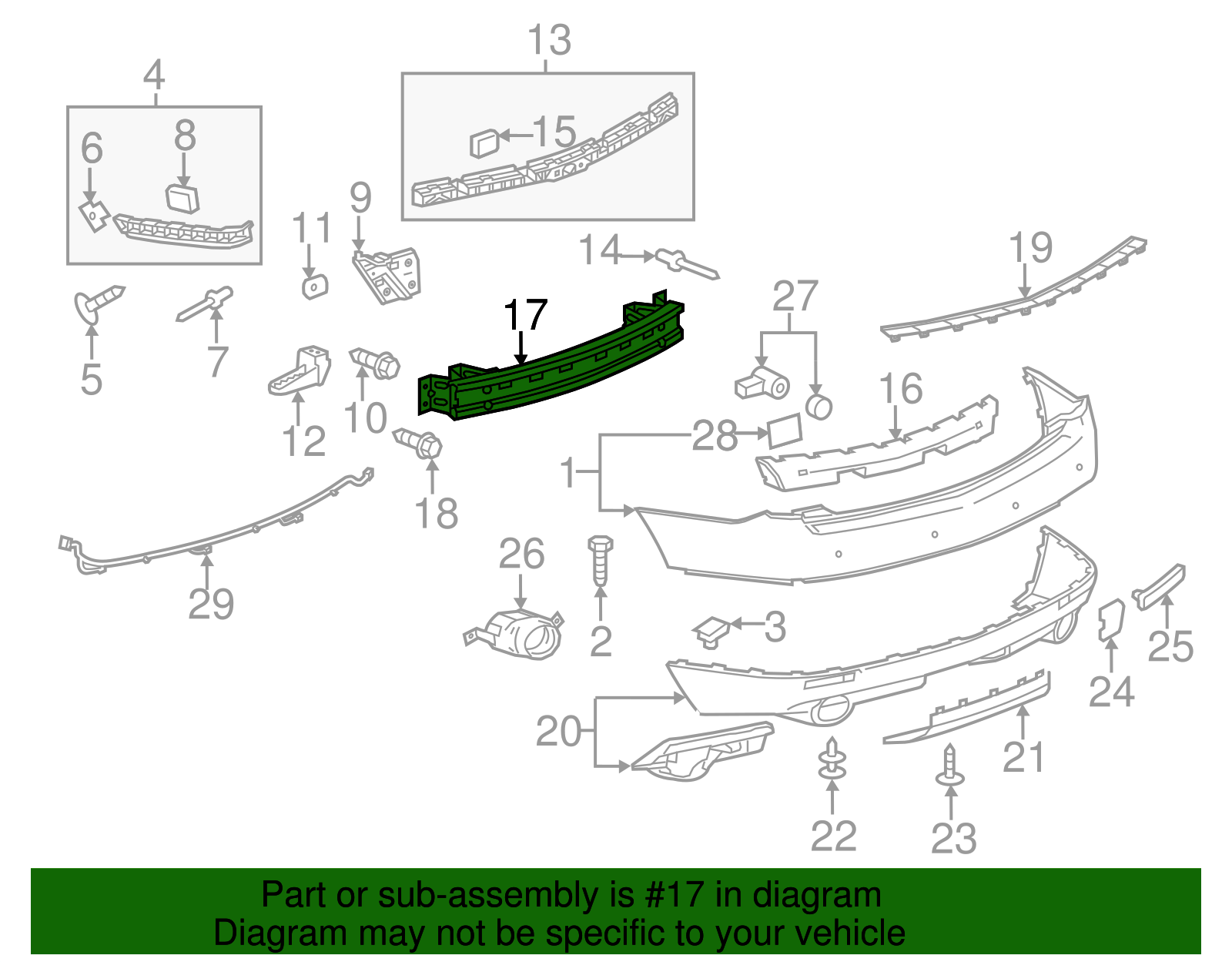 2010-2016 Cadillac SRX Rear Bumper Impact Bar 15925979 GM ...