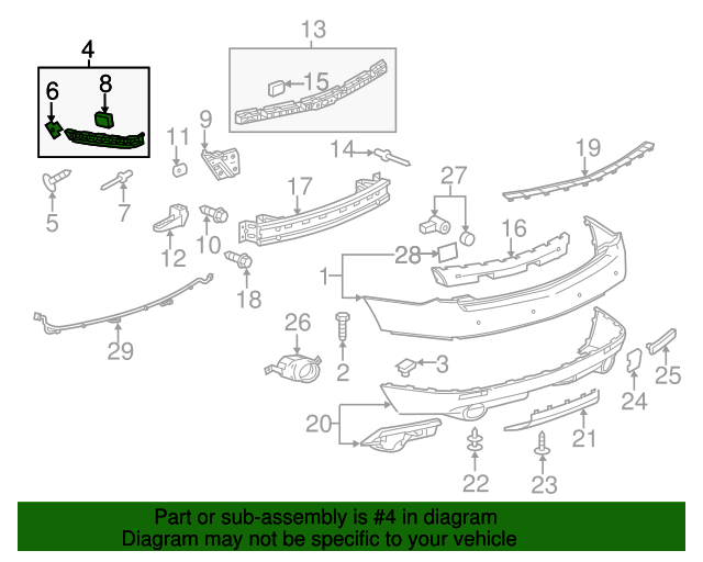 2010-2016 Cadillac SRX Passenger Side Rear Bumper Fascia Side Bracket ...