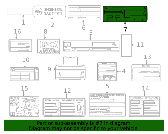 2020-2024 Toyota AC Label 88723-0E170 | Toyota Parts Center