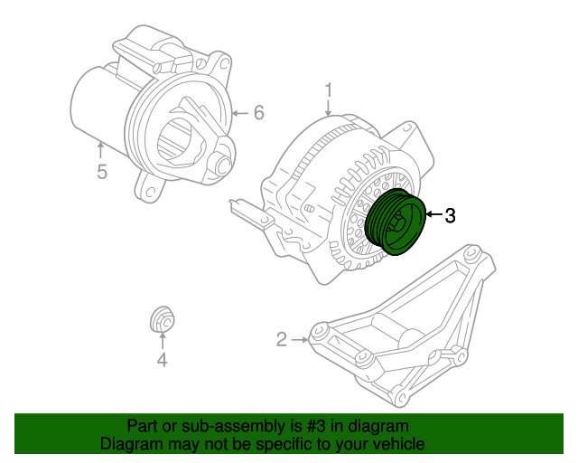 1996-2011 Ford Alternator Pulley FOCZ-10344-AA | QuirkParts