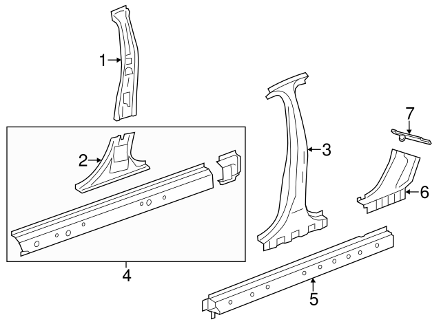 20890568 GM Passenger Side Center Pillar Outer Panel Reinforcement | GM ...