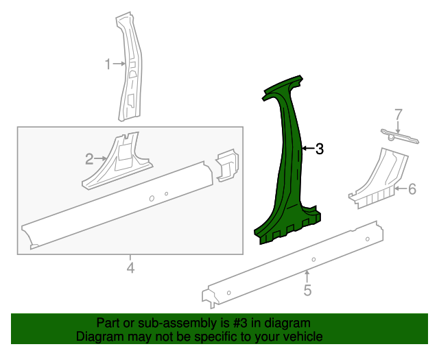 20890568 GM Passenger Side Center Pillar Outer Panel Reinforcement | GM ...