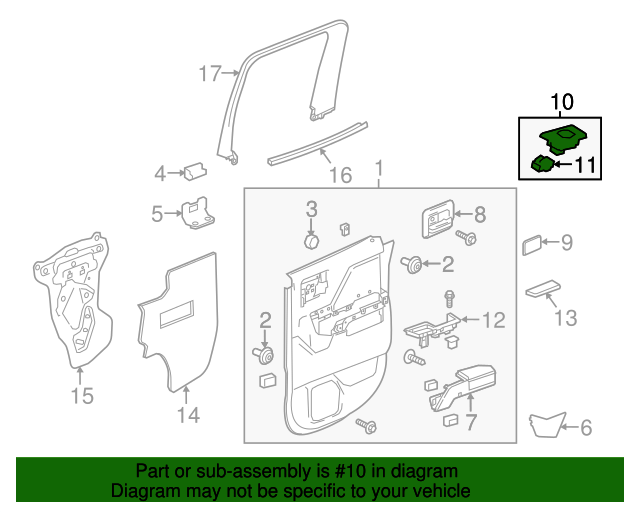 2014-2019 GM Black Carbon Metallic Driver Side Rear Door Switch Bezel ...