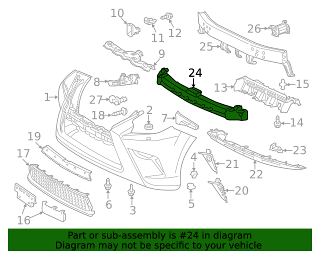 52611-60110 - Bumper Impact Absorber 2014-2023 Lexus GX460 ...