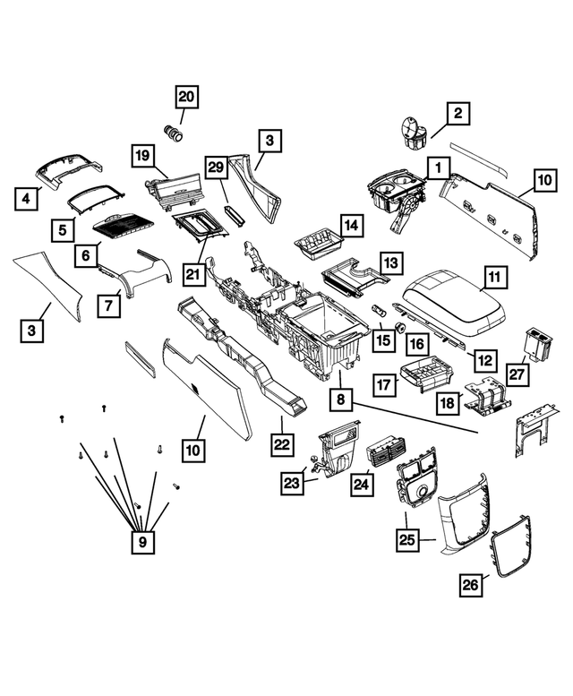 2015-2022 Mopar Console End Cap 5YT27DX9AA | Mopar Wholesale Parts