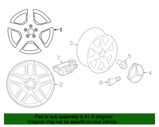 Wheel Alloy (21 Inch) 5-spoke - Silver/Black - Front 253-401-20-00-7X23 ...