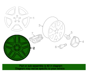 2018-2019 Mercedes-Benz Wheel Alloy 21 5-double-spoke - Gray - Rear 253 ...