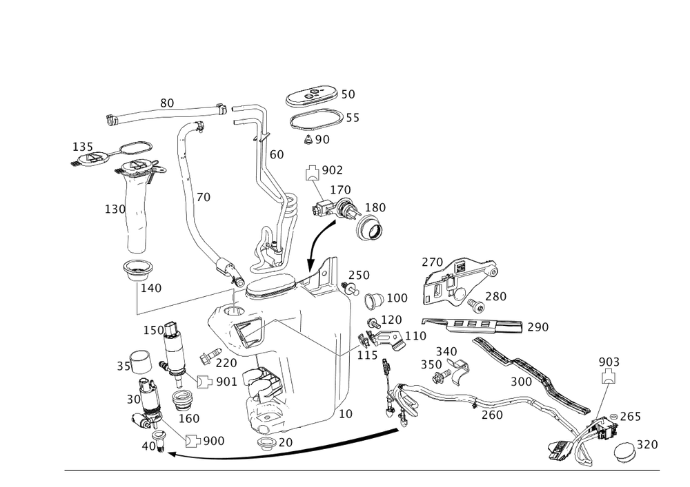 2013-2020 Mercedes-Benz Washer Fluid Reservoir 231-869-01-00 | MB OEM Parts