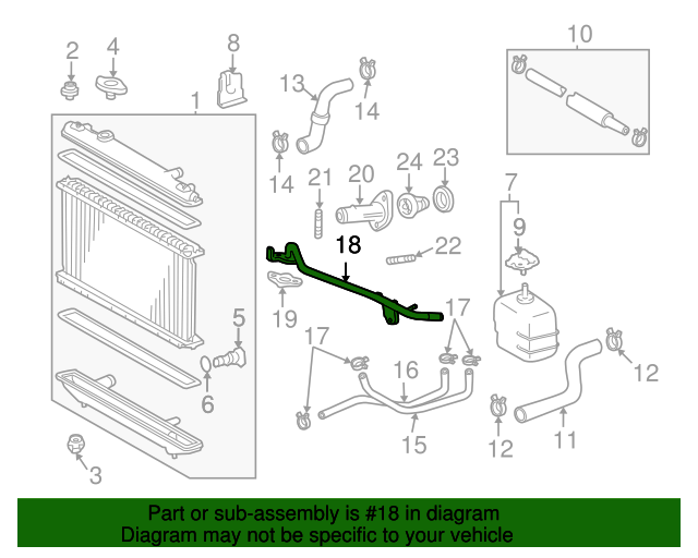 2001-2010 Toyota Engine Coolant Bypass Pipe 16268-28010 ...