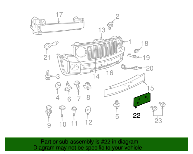 2007-2014 Mopar License Bracket 5303390AB | TascaParts.com