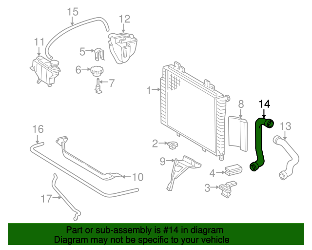 202-501-27-82 - Radiator Coolant Hose 1994-1998 Mercedes-Benz ...