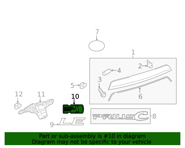 2012-2019 Toyota Prius C Hatch Emblem 75441-52110 | Toyota Parts