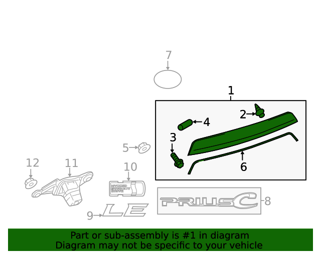 2015-2019 Toyota Prius C Trim Molding 76801-52420-B1 | Lithia Toyota Parts