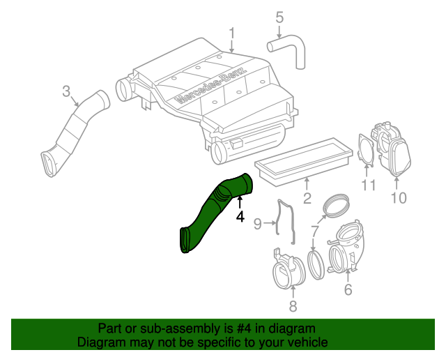 164-505-13-61 - Engine Air Intake Hose 2006-2012 Mercedes-Benz ...