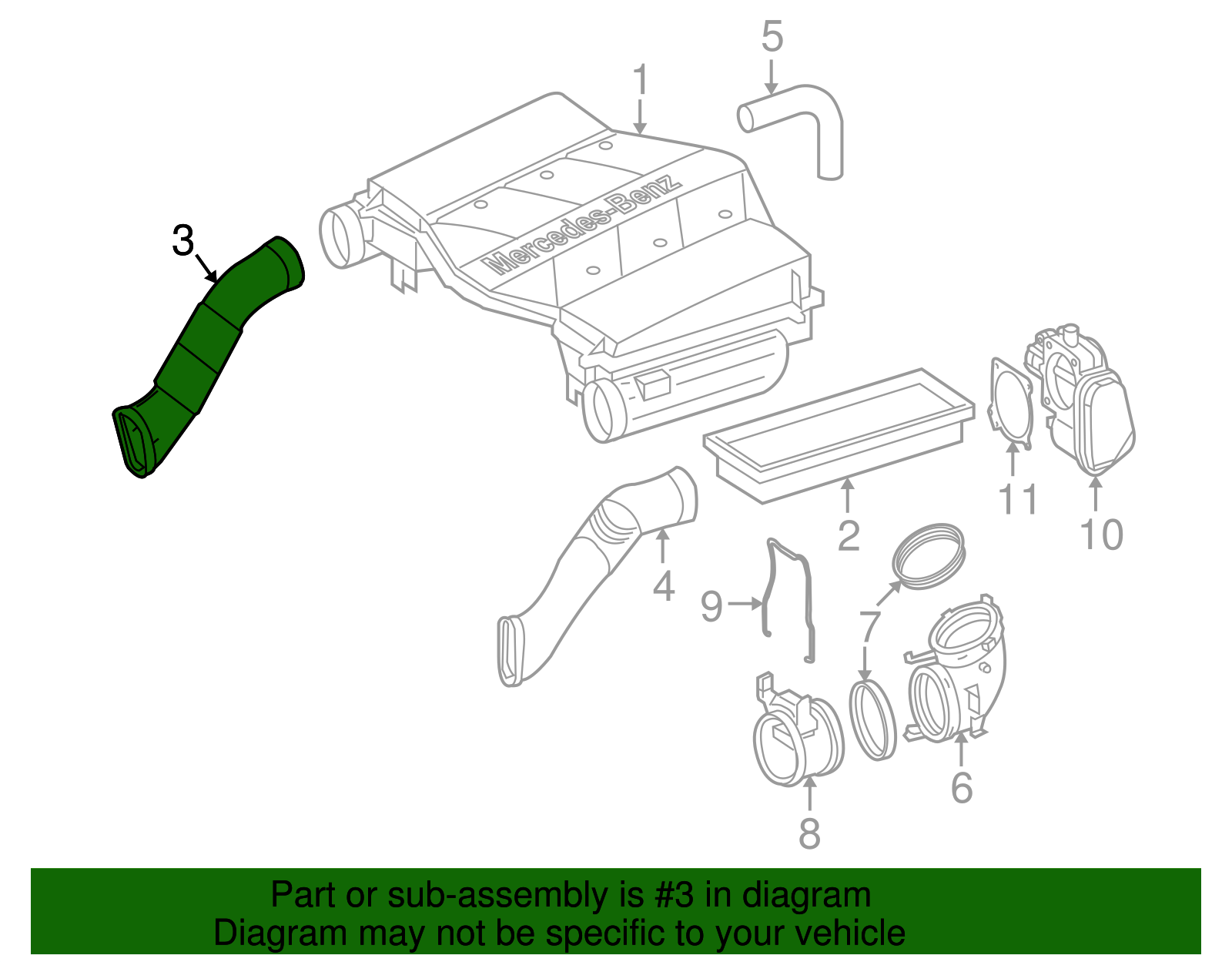 164-505-14-61 - Engine Air Intake Hose 2006-2012 Mercedes-Benz ...