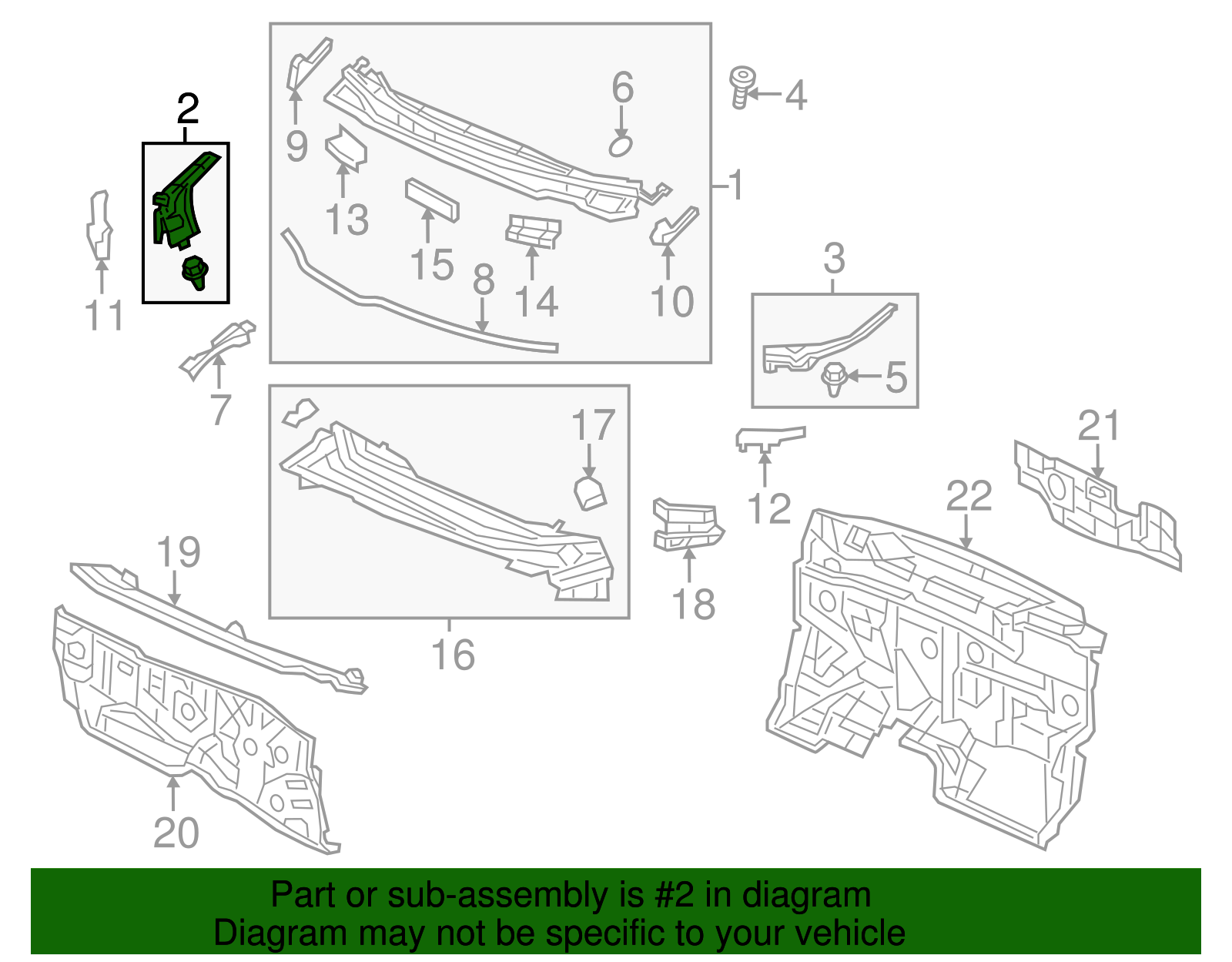 74210-TR3-A00 - 2013-2015 Honda Civic - Cowl Top Assembly R Front Side ...