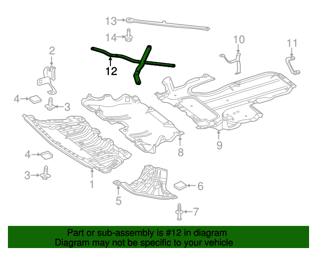 238-520-02-32 - Radiator Support Splash Shield Brace 2018-2023 Mercedes ...