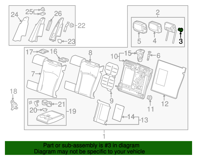 2013-2019 Cadillac XTS Headrest Knob 22890144 | GMPartsDirect.com