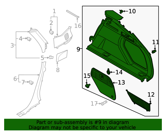 4KE-863-879-A-PQT - Interior Quarter Panel Trim Panel 2019-2024 Audi ...