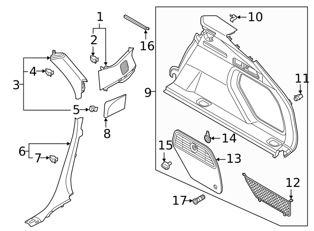 4KE-863-879-A-PQT - Interior Quarter Panel Trim Panel 2019-2024 Audi ...
