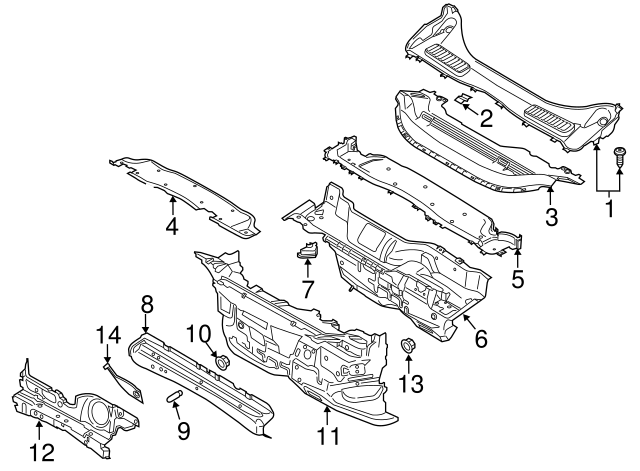 2013-2019 Ford Escape Cowl Top Panel CJ5Z-7802010-A | Ford Parts Catalog