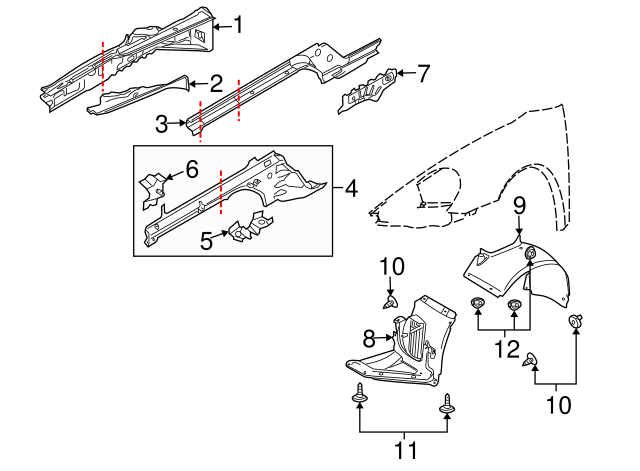 Genuine Porsche 997-504-123-00 |Ft Fender Liner - Left/Front | FREE ...