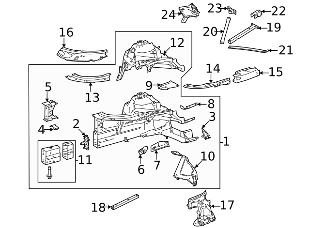 2021-2023 Mercedes-Benz Fender Apron Reinforcement Bracket 223-626-45 ...