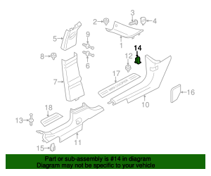 07-14-6-957-034 - Scuff Plate Retainer 2011-2016 Mini | BMW Parts Warehouse
