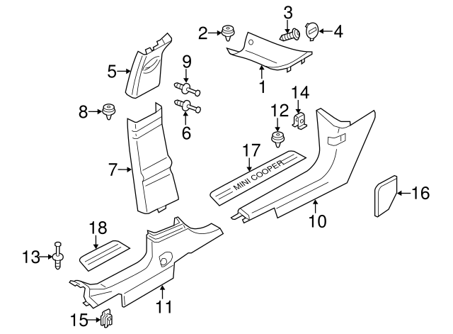 2011-2016 Mini Cooper Countryman Scuff Plate 51-43-9-803-268 | Mini ...