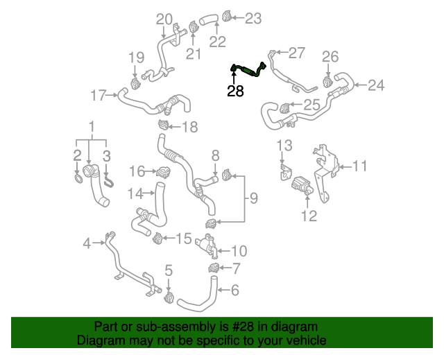 2018-2024 Audi Water Return Tube 07K-121-492-H | Audi USA Parts