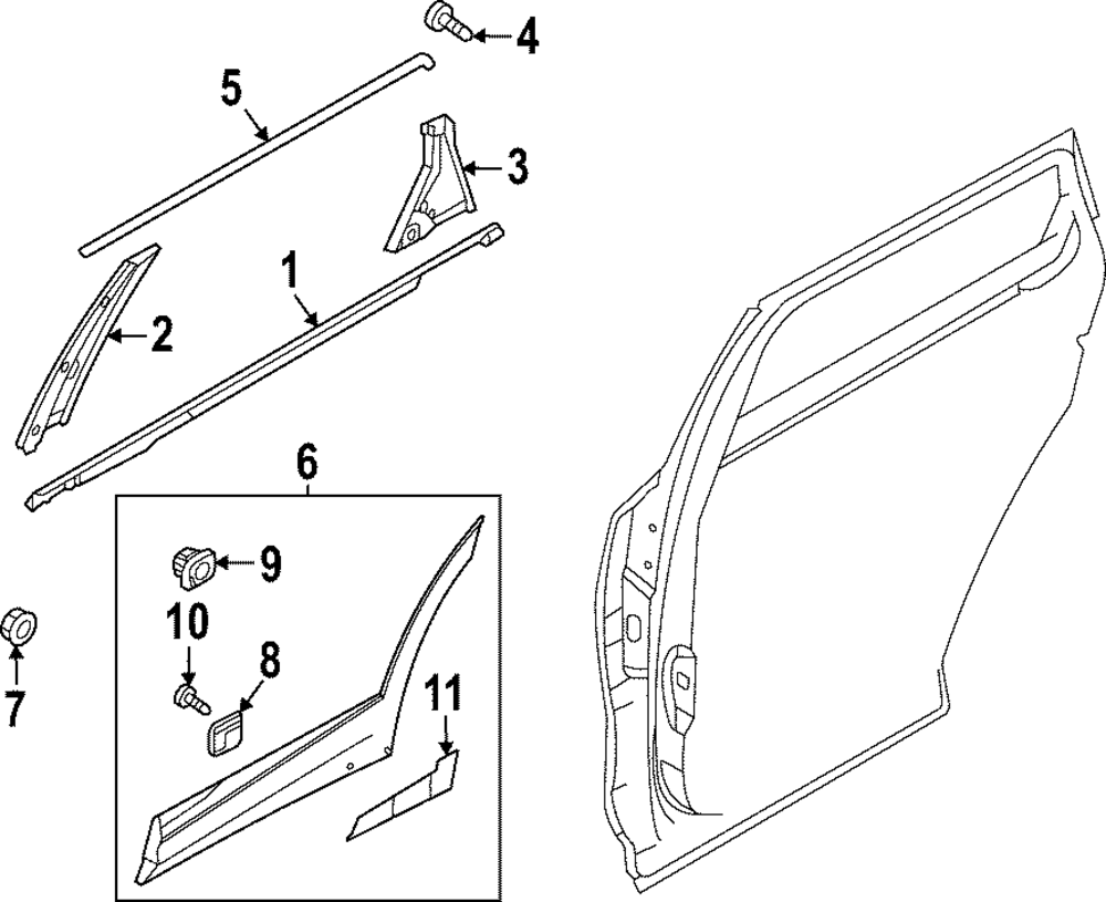 87732-P1000BKL - Body Side Molding 2023-2025 Kia Sportage | Kia.Parts Store