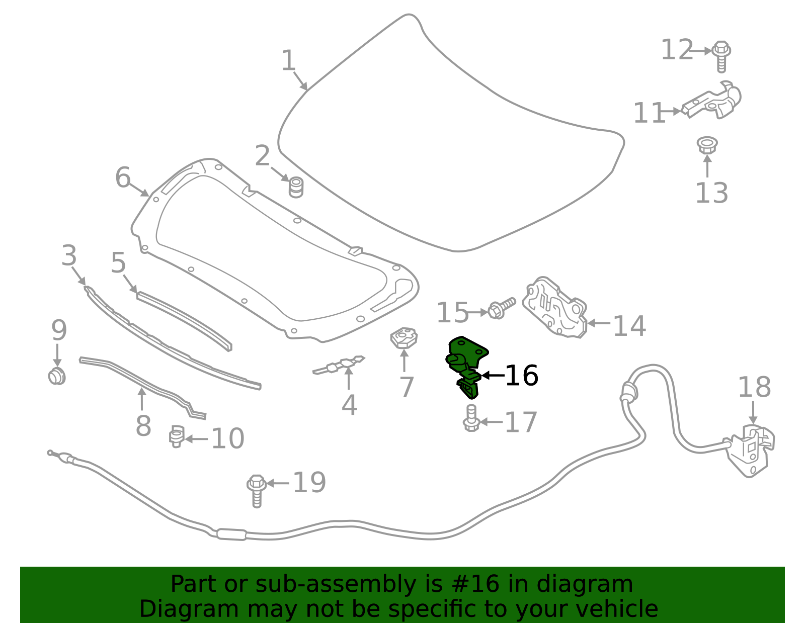 2019-2025 Nissan Hood Safety Catch 65670-6CA0A | Nissan Parts OEM