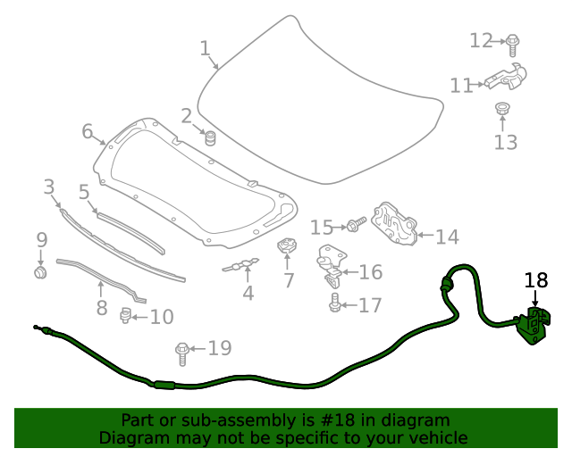 2019-2023 Nissan Altima Release Cable 65621-6CA0B | Nissan Parts Plus