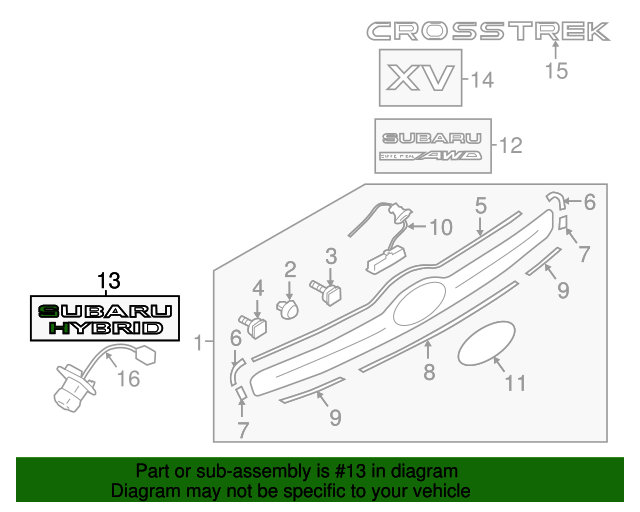 2014-2016 Subaru Nameplate 93079FJ130 | Subaru Parts Store