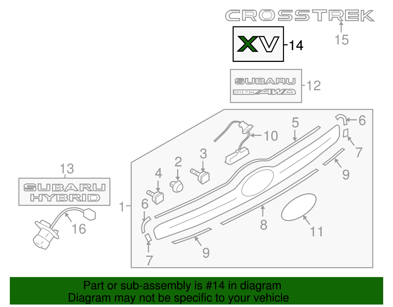 2013-2017 Subaru Nameplate 93079FJ100 | Subaru Parts Store