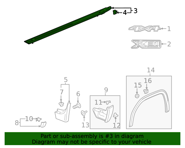 84526931 - Black Passenger Side Truck Bed Side Molding 2019-2024 GMC ...