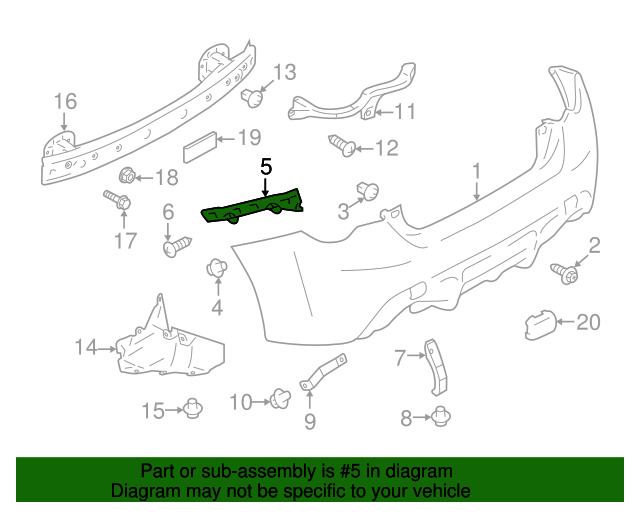2013-2020 Toyota Bumper Cover Bracket (Right, Rear) SU003-08223 ...